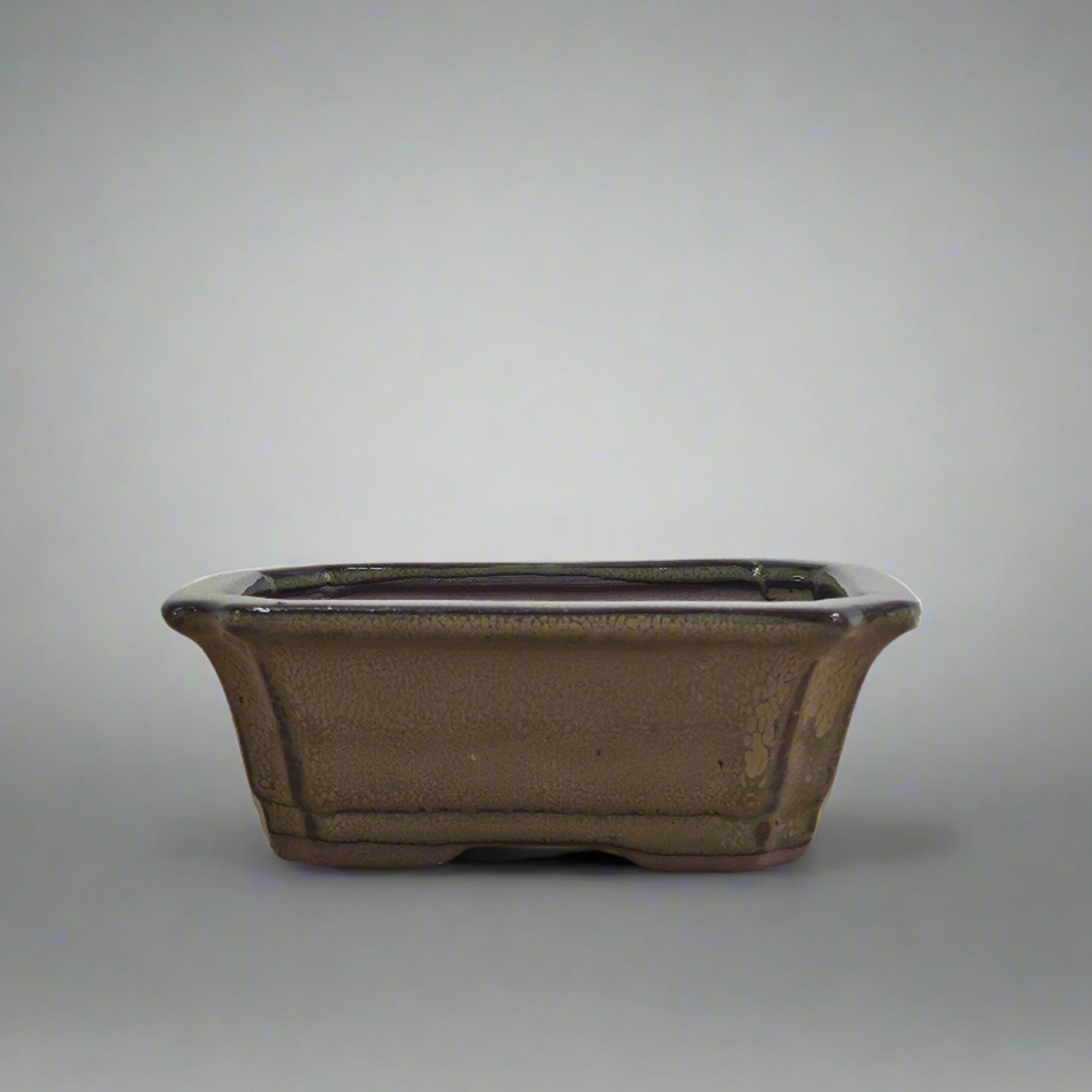 12cm Glazed Bonsai Pot | Rectangle | 12cm x 10cm x 4cm | Green ...