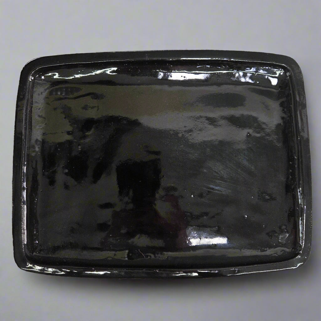 36cm Glazed Bonsai Pot Drip Tray | Rectangle | Black – Yorkshire Bonsai