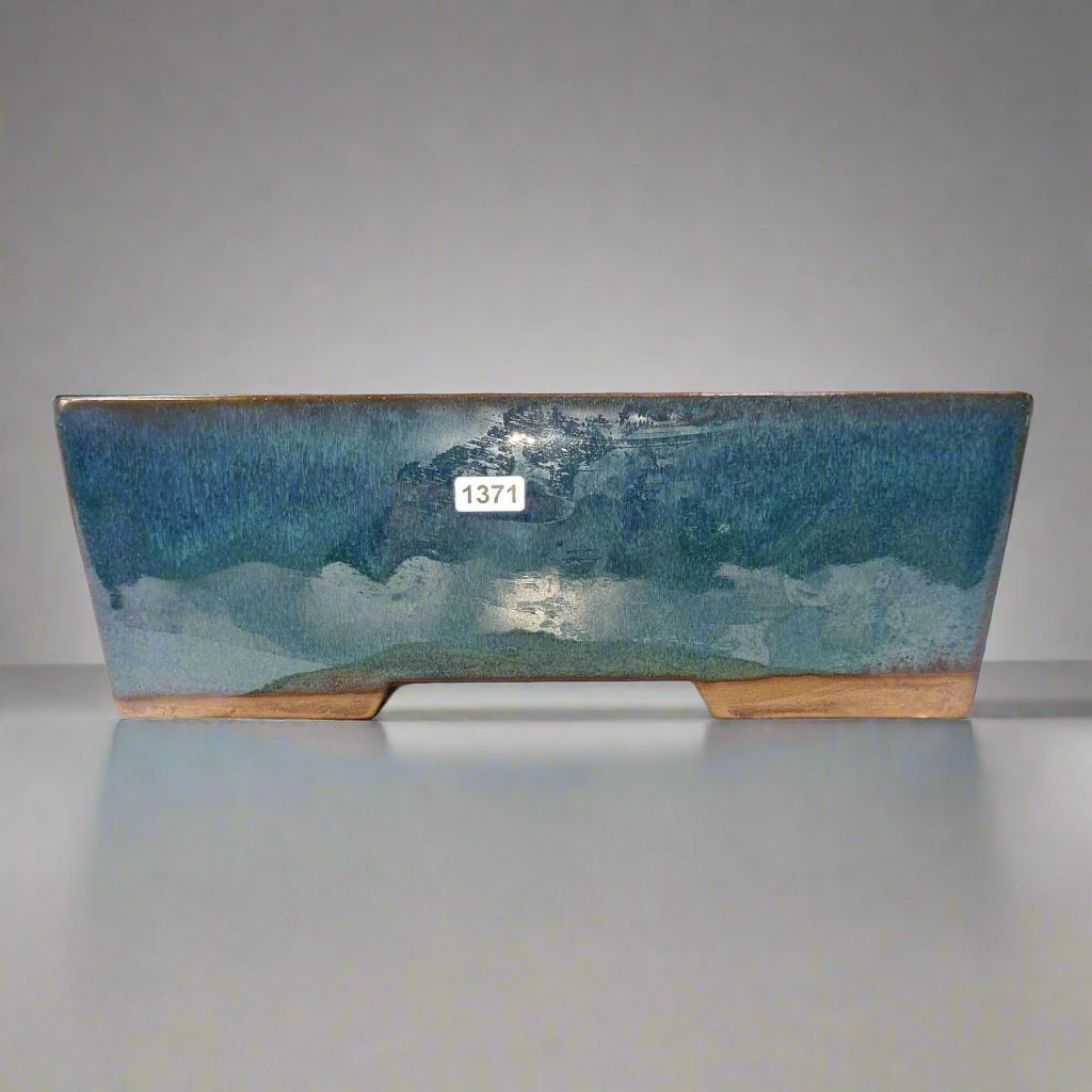 32cm Glazed Bonsai Pot | Rectangle | 32cm x 23cm x 9cm | Blue ...