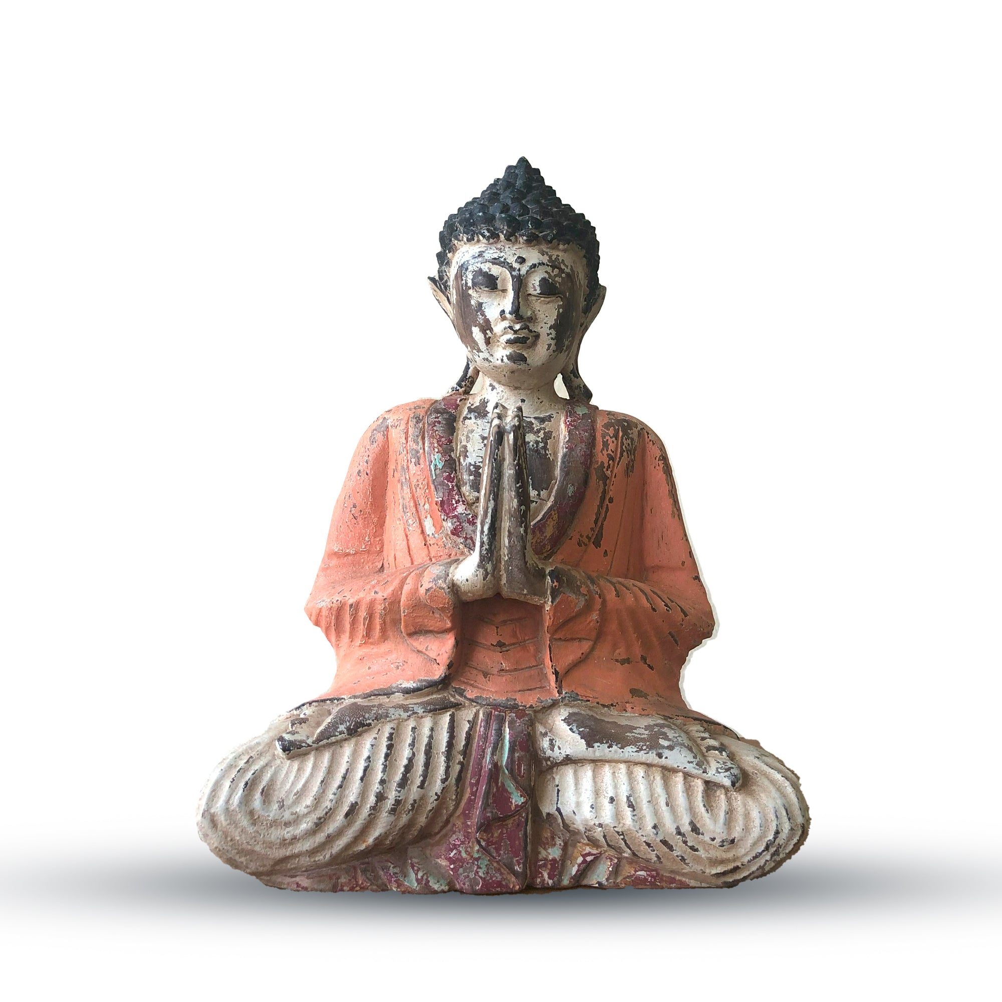 Vintage Orange Hand Carved Buddha Statue - 30cm - Welcome – Yorkshire ...
